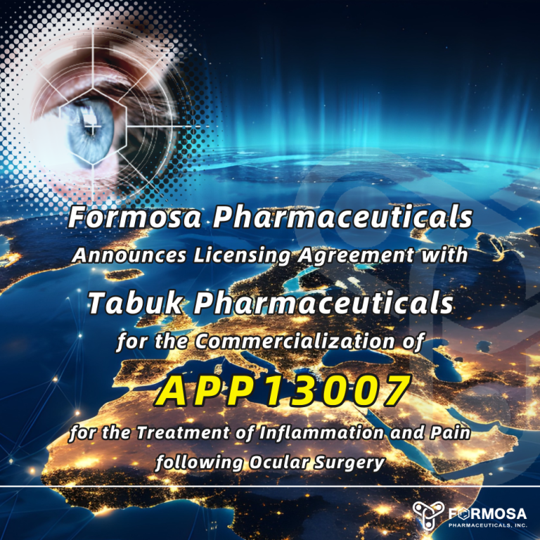 Formosa Pharmaceuticals Announces Licensing Agreement with Tabuk Pharmaceuticals, for ...
