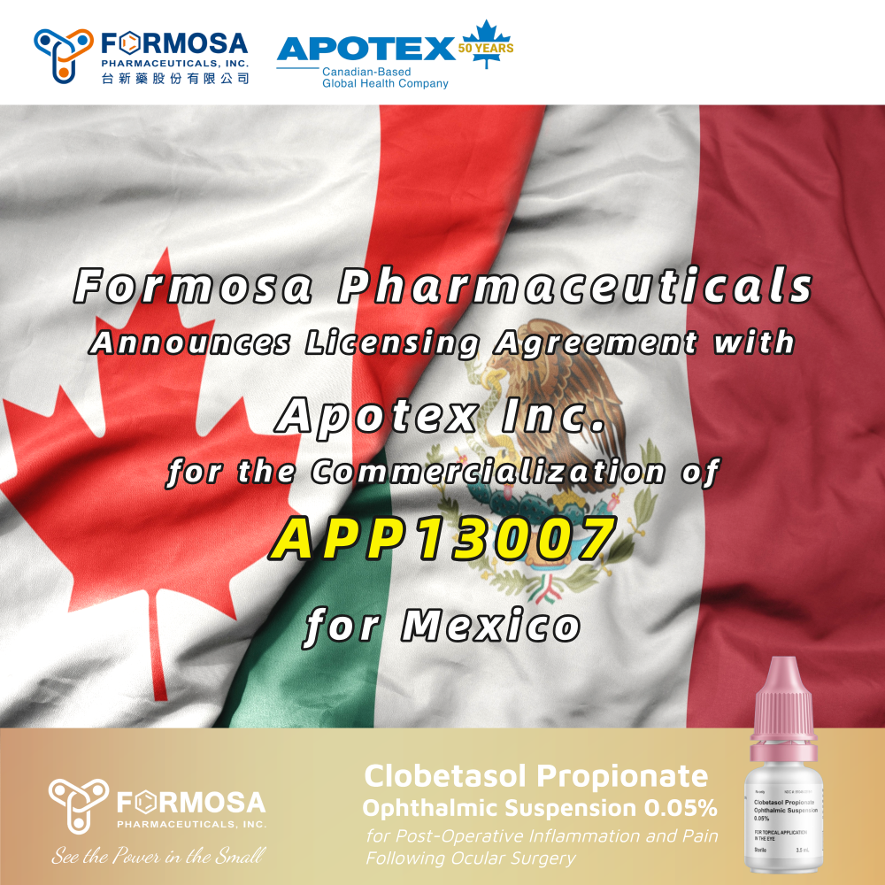 Formosa Pharmaceuticals Announces Licensing Agreement with Apotex Inc ...